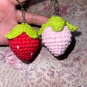 Cute Strawberry Keychain Crochet - Etsy
