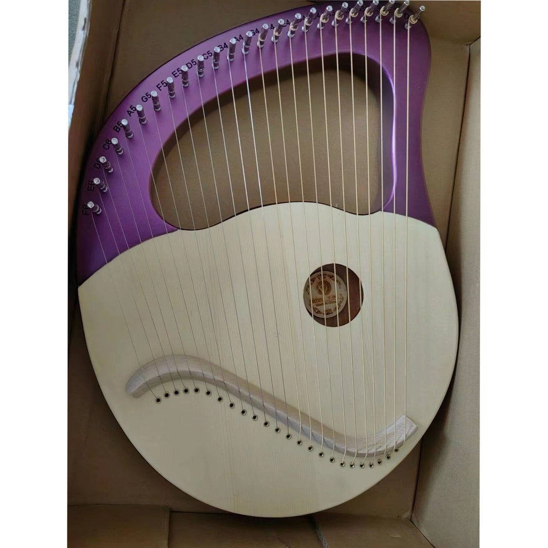 Purple Lyre, Chinese Harp, Folk Lyre, Wooden Lyre, Harp Instrument, 24 ...