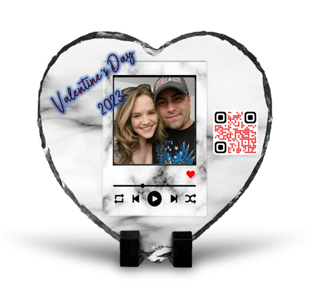 Personalized QR Code and Photo Slate - Heart Shaped - Etsy