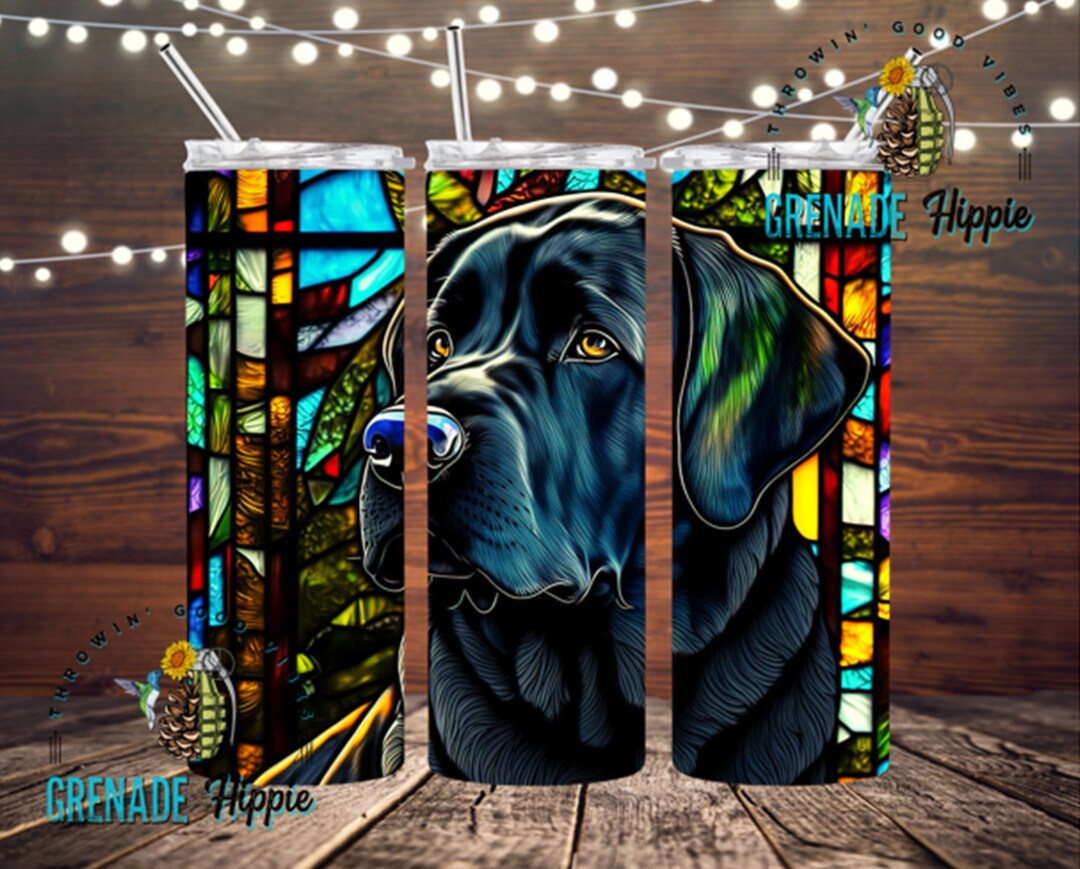Black Lab Stained Glass Tumbler - Etsy