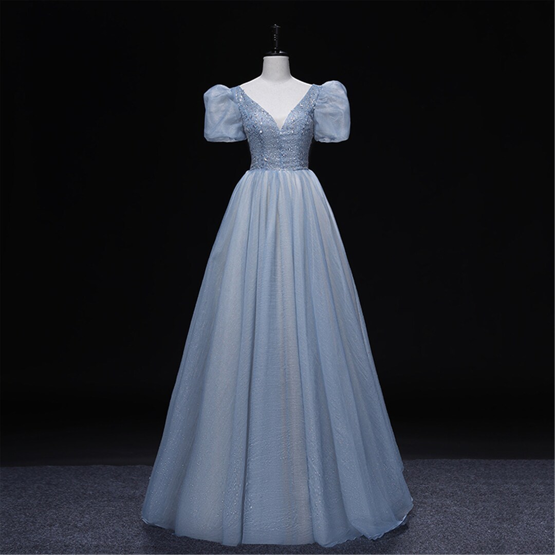 Light Blue Prom Ball Gowndeep V Party Dress Fairy Graduation - Etsy