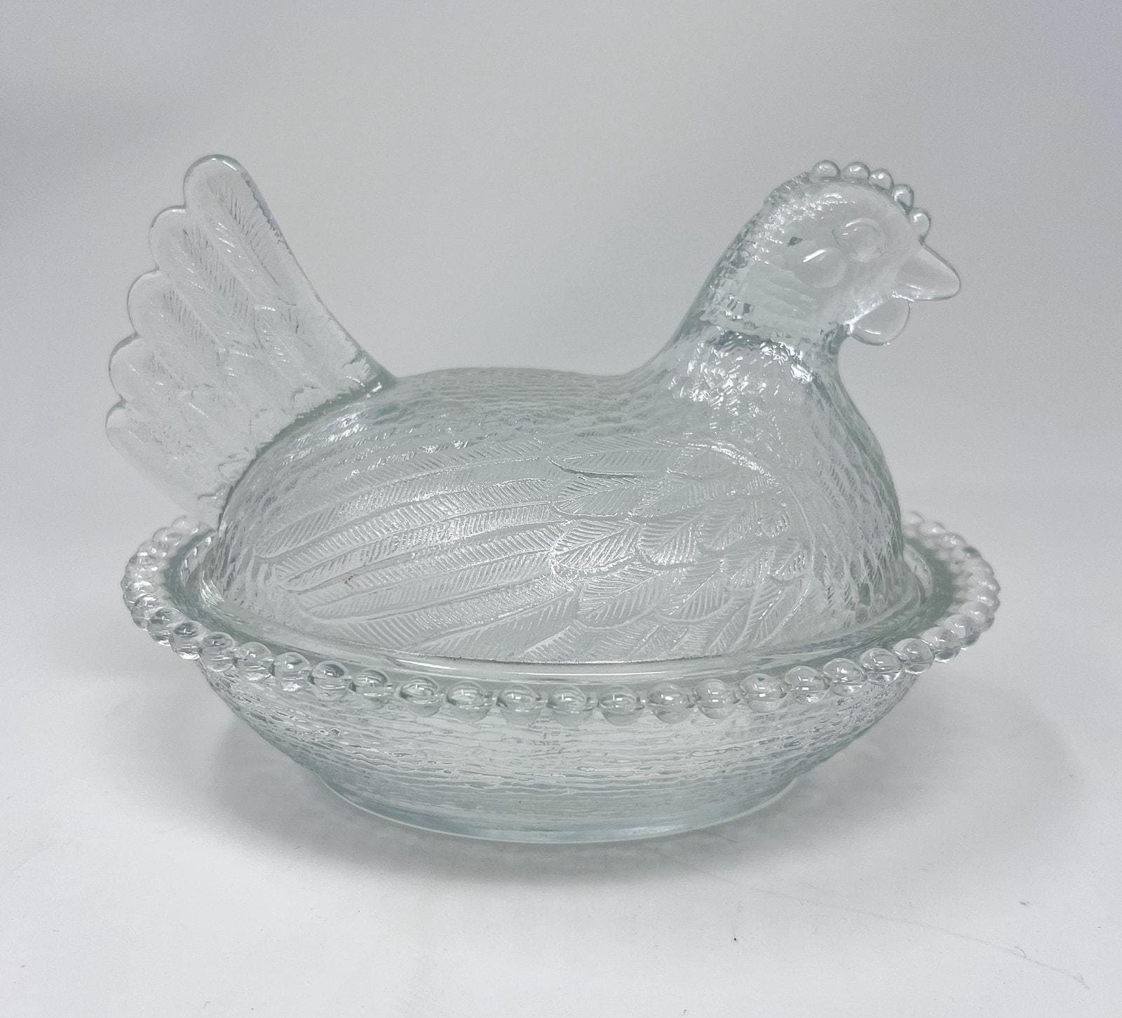 Vintage Indiana Glass Hen on Nest Detailed Clear Glass - Etsy