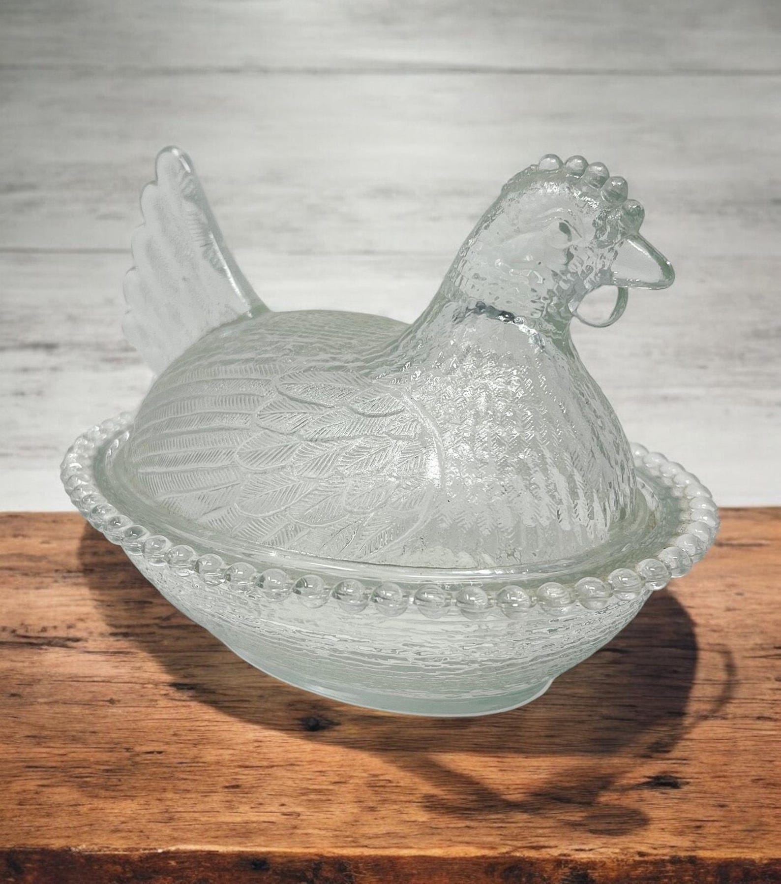 Vintage Indiana Glass Hen on Nest Detailed Clear Glass - Etsy