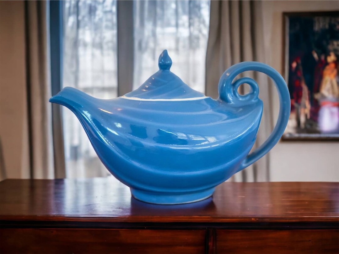 Vintage Hall Pottery Aladdin Teapot Blue - Etsy