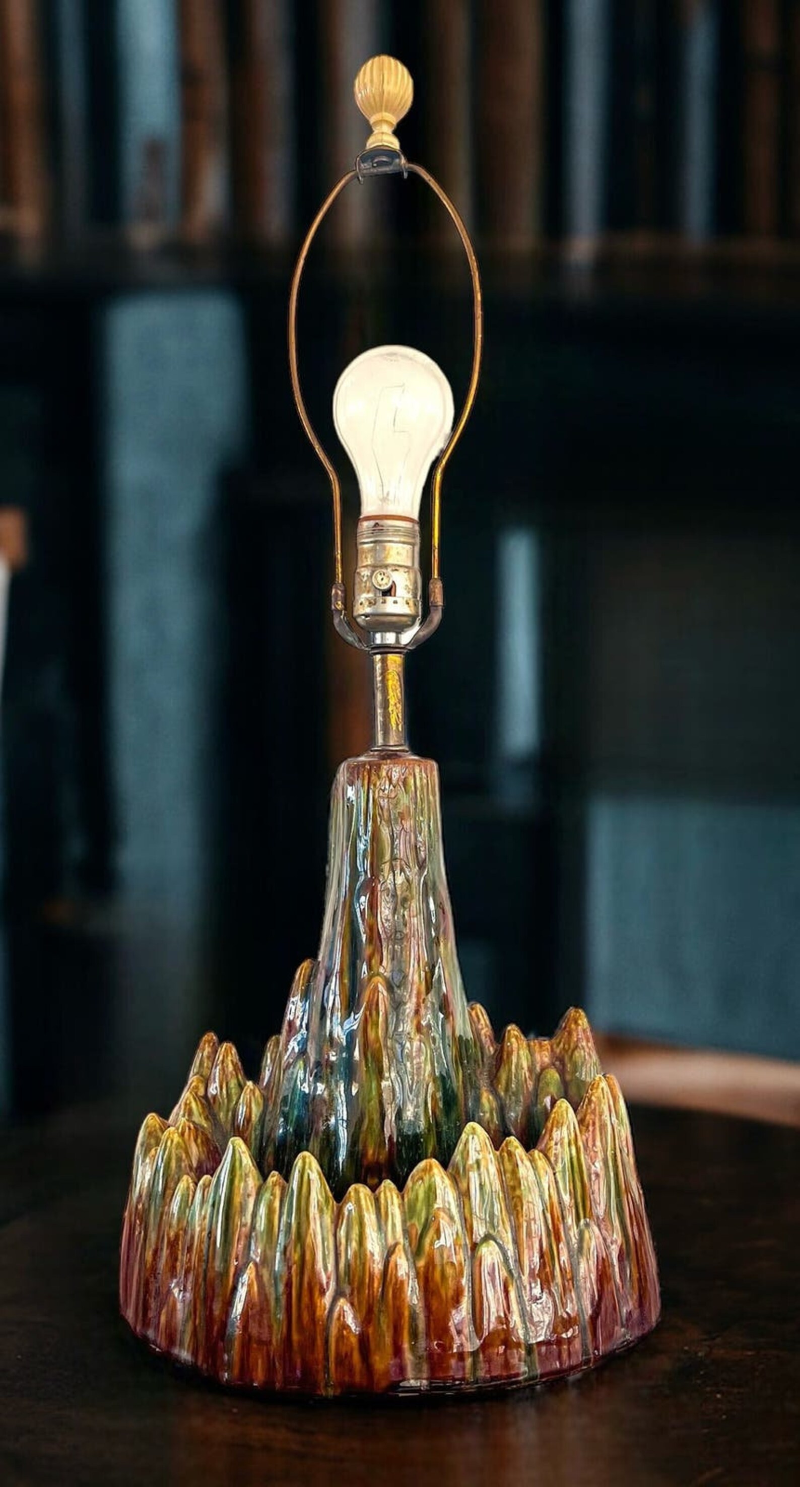 Mid Century Ceramic Stalagmite Lamp Planter - Etsy