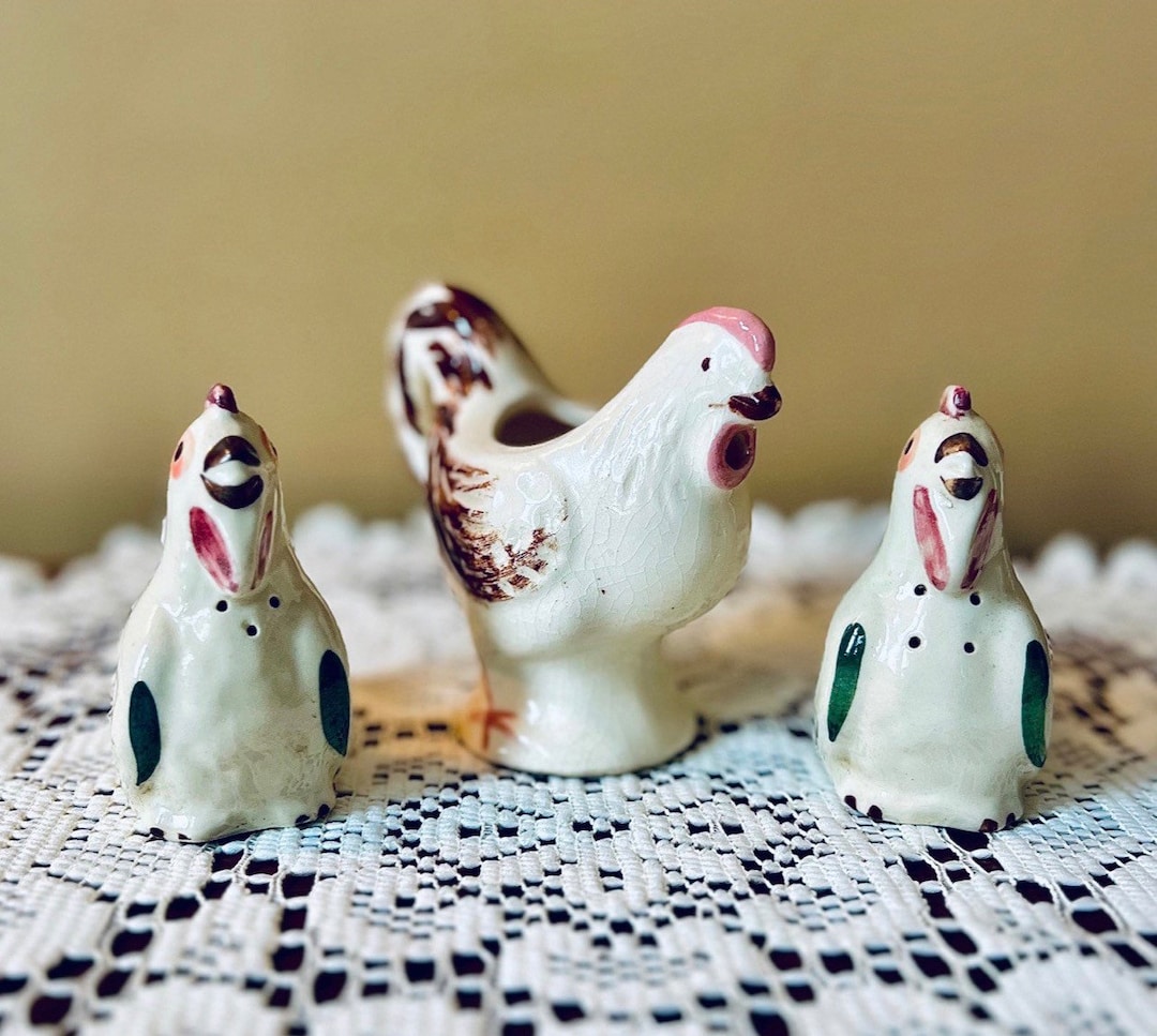 1940’S Vintage Shawnee Chicken Chanticleer Pitcher With Salt and Pepper ...
