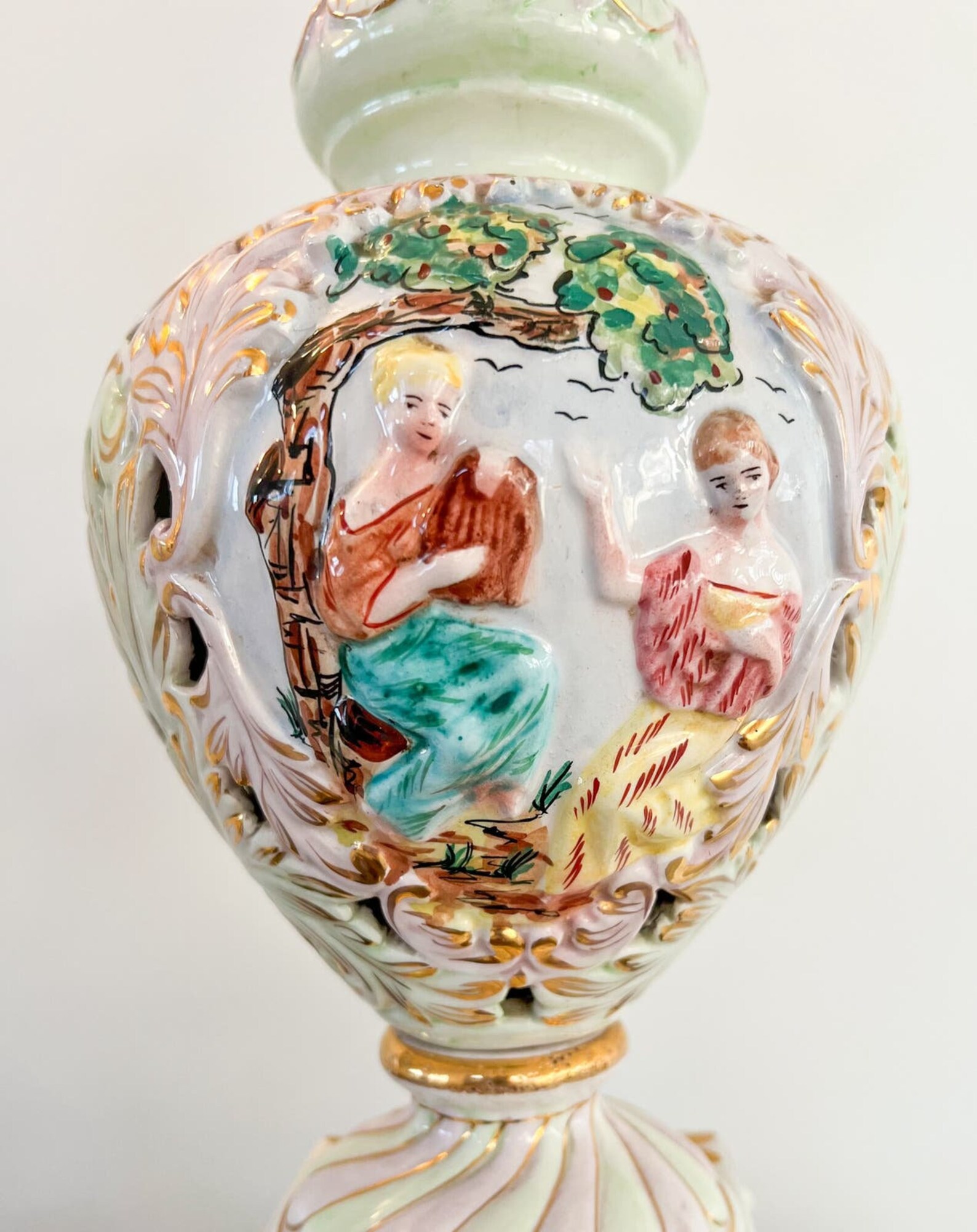 Vintage Italian Porcelain Capodimonte Table Lamps With Brass Base - Etsy