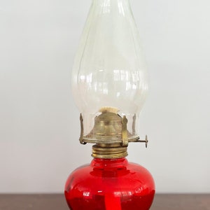 Red Kerosene Oil Lamp Clear Chimney - Etsy