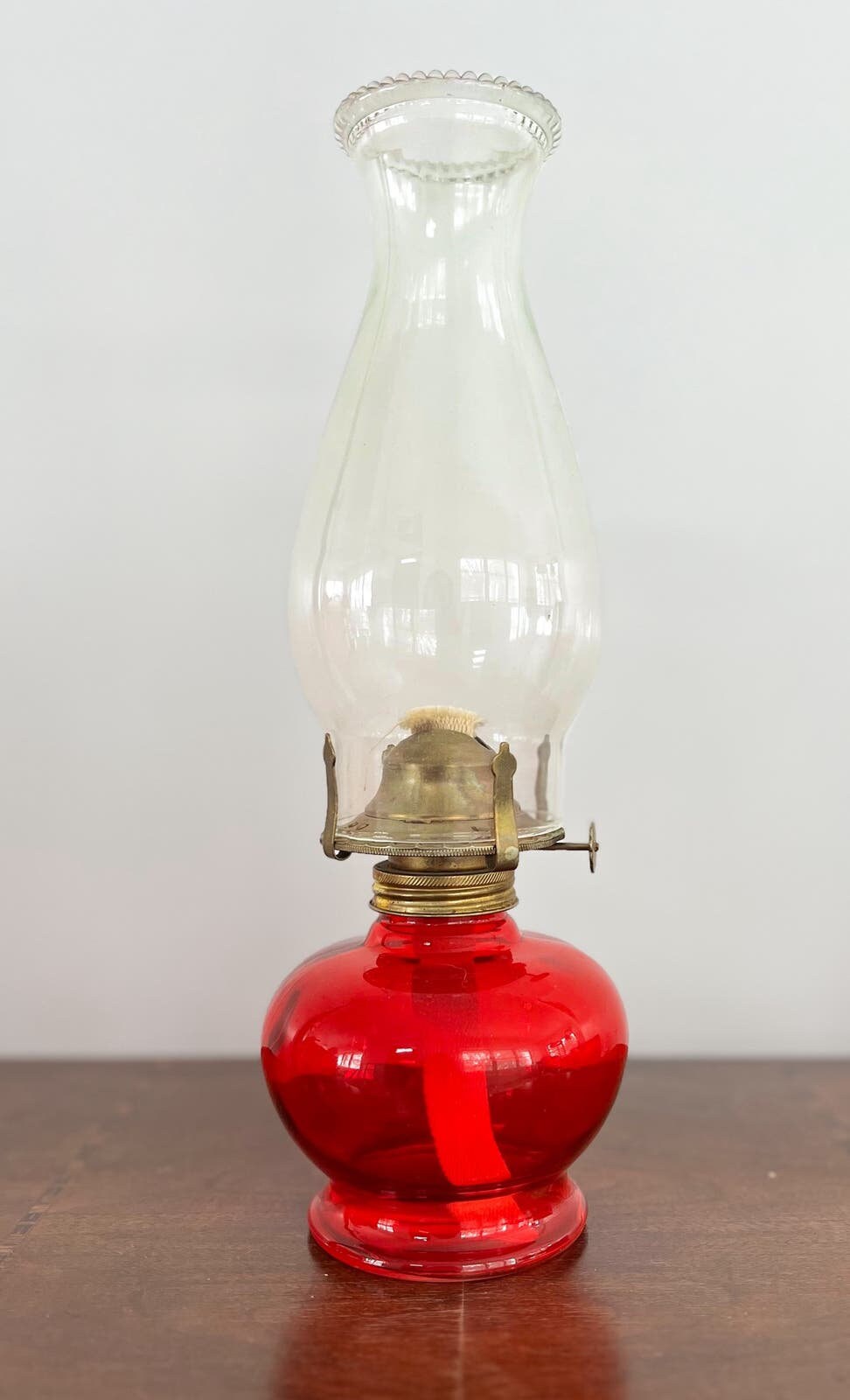 Red Kerosene Oil Lamp Clear Chimney - Etsy