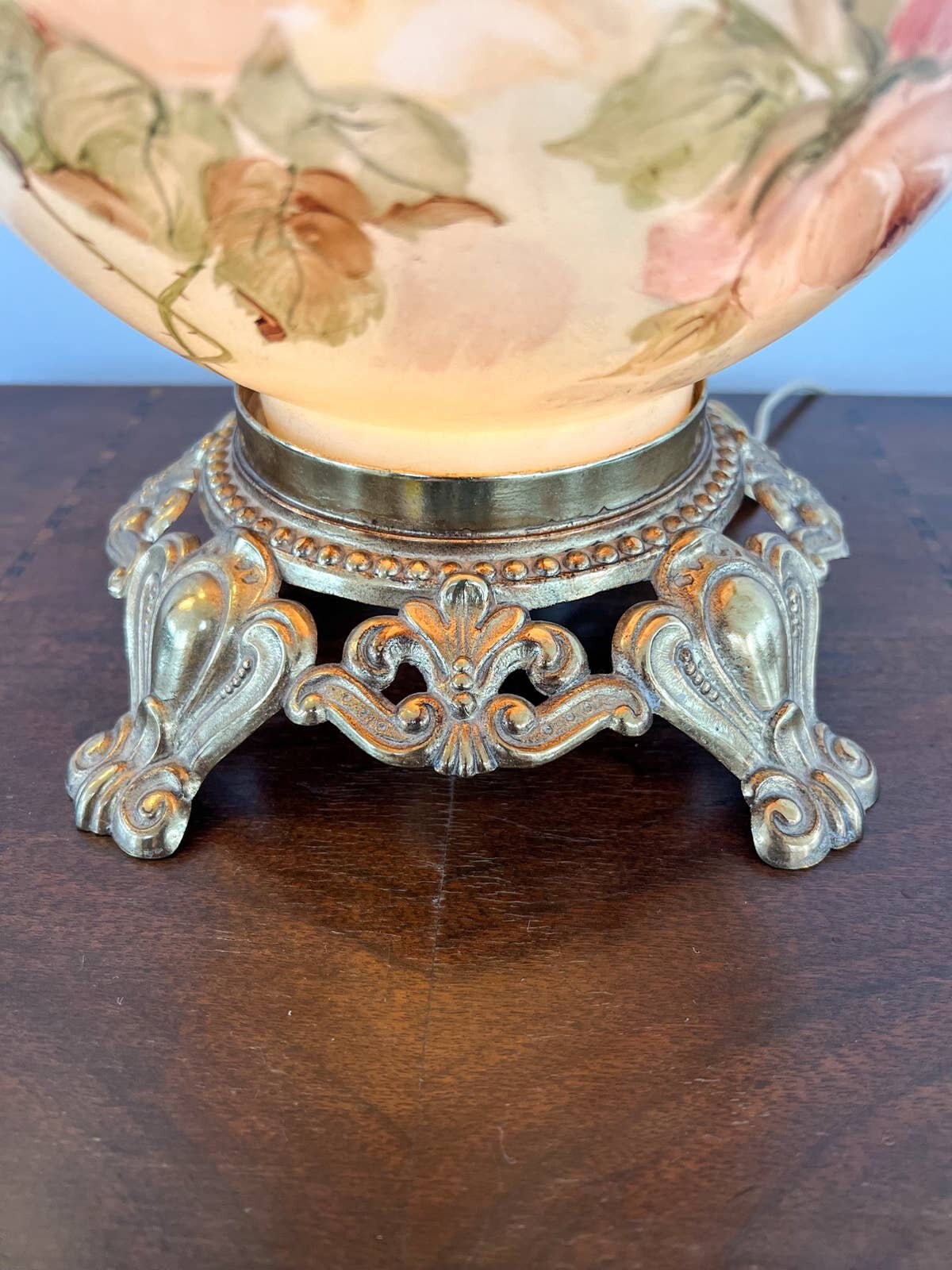 Hand Painted Floral Double Round Globe GWTW Lamp - Etsy