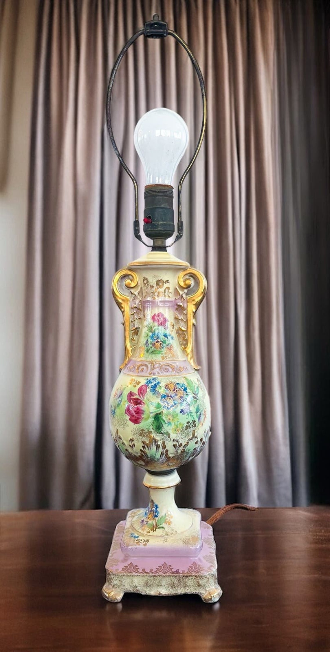 Vintage Beckwith China Porcelain Hand Painted Table Lamp - Etsy