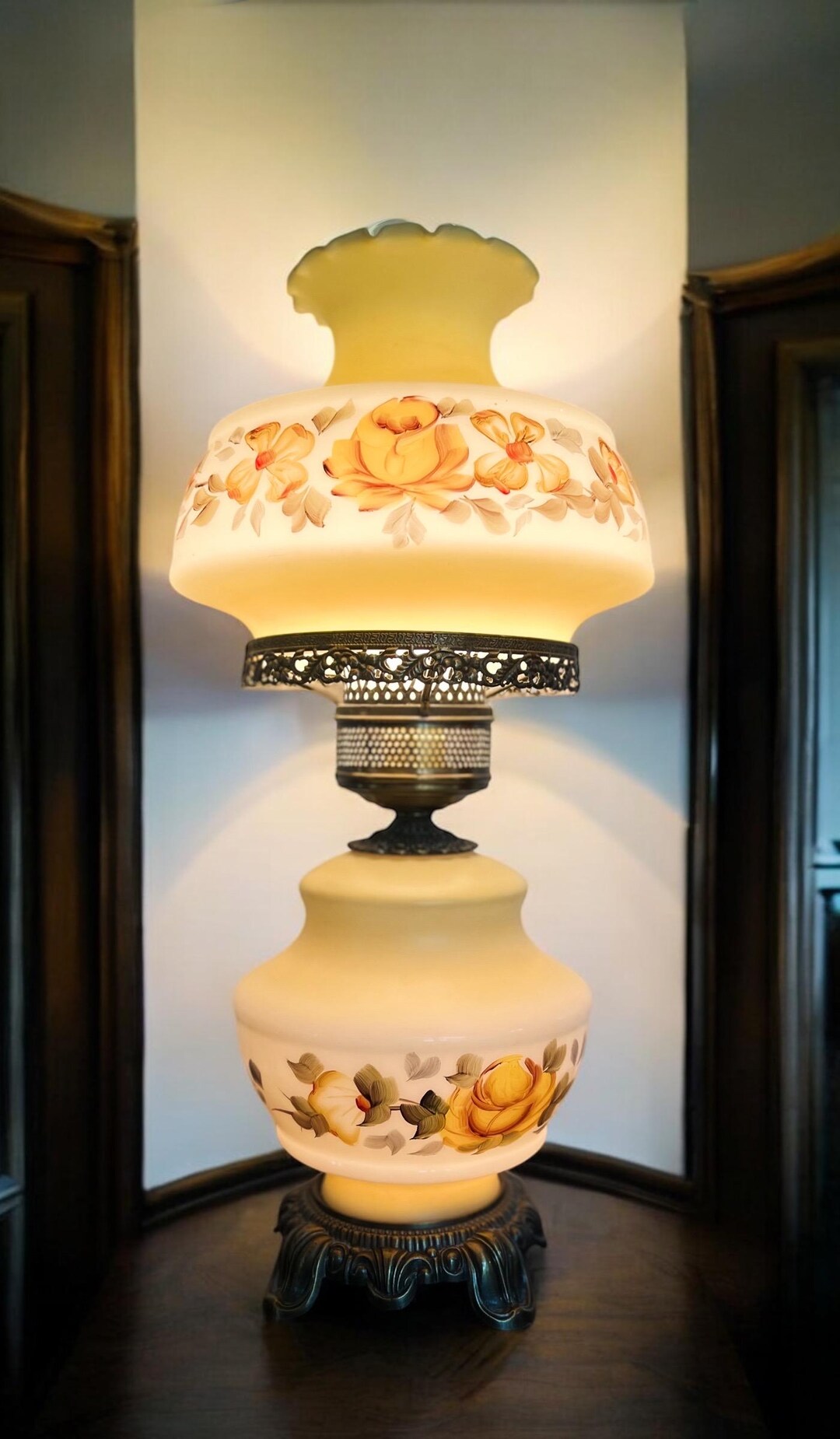 Large Gone With the Wind Hand Painted Parlor/hurricane Lamp - Etsy