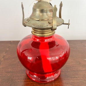 Red Kerosene Oil Lamp Clear Chimney - Etsy