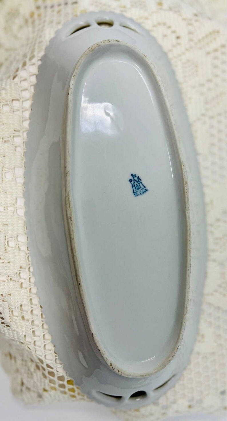Vintage Blue Rimmed P.K. Silesia Porcelain Boudoir or Serving Dish, - Etsy