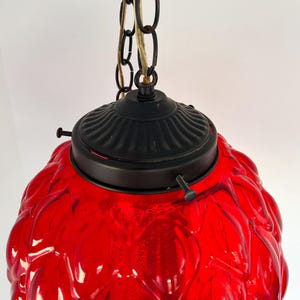 Vintage Swag Lamp Red Glass Globe Mid Century Ceiling Chain - Etsy