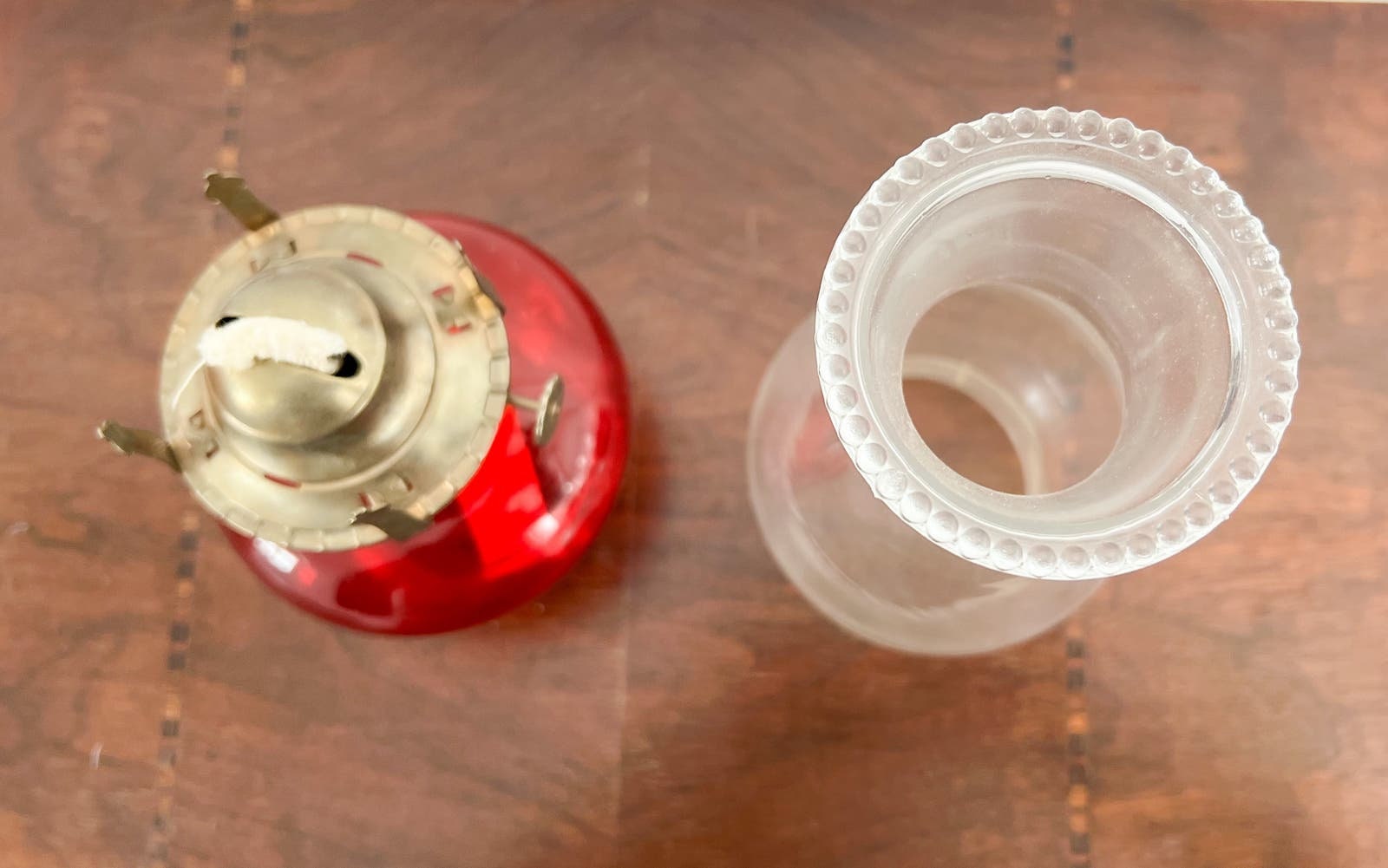 Red Kerosene Oil Lamp Clear Chimney - Etsy