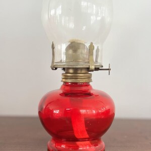 Red Kerosene Oil Lamp Clear Chimney - Etsy