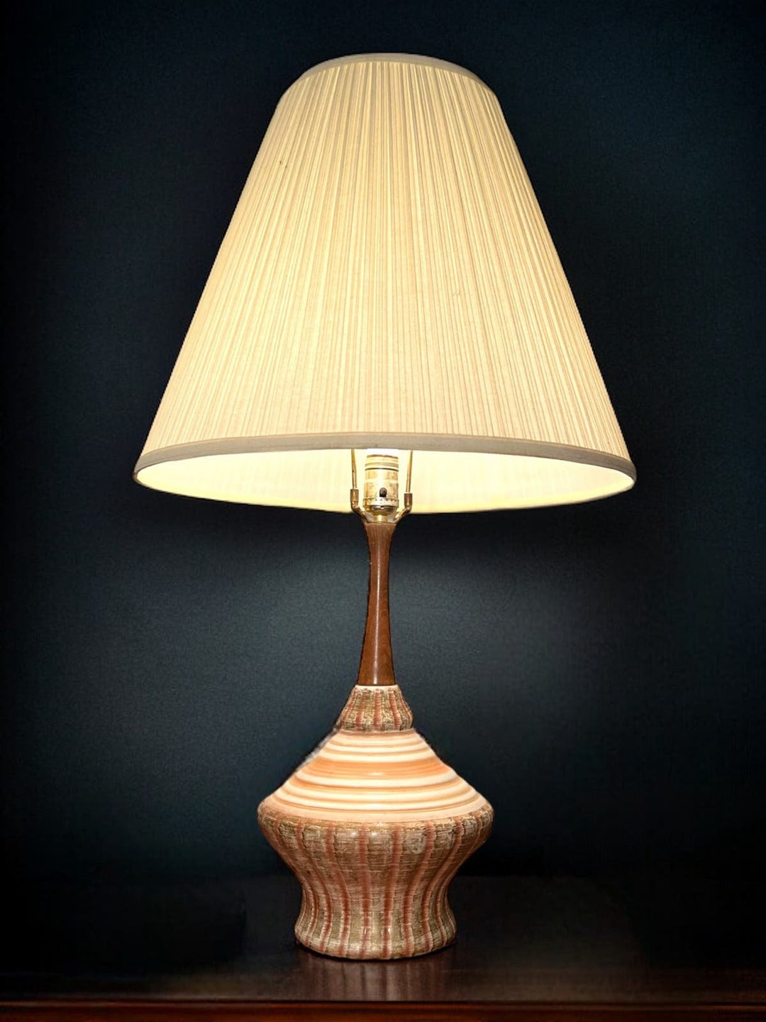 Vintage MCM Mid Century Modern Atomic Table Lamp Striped - Etsy