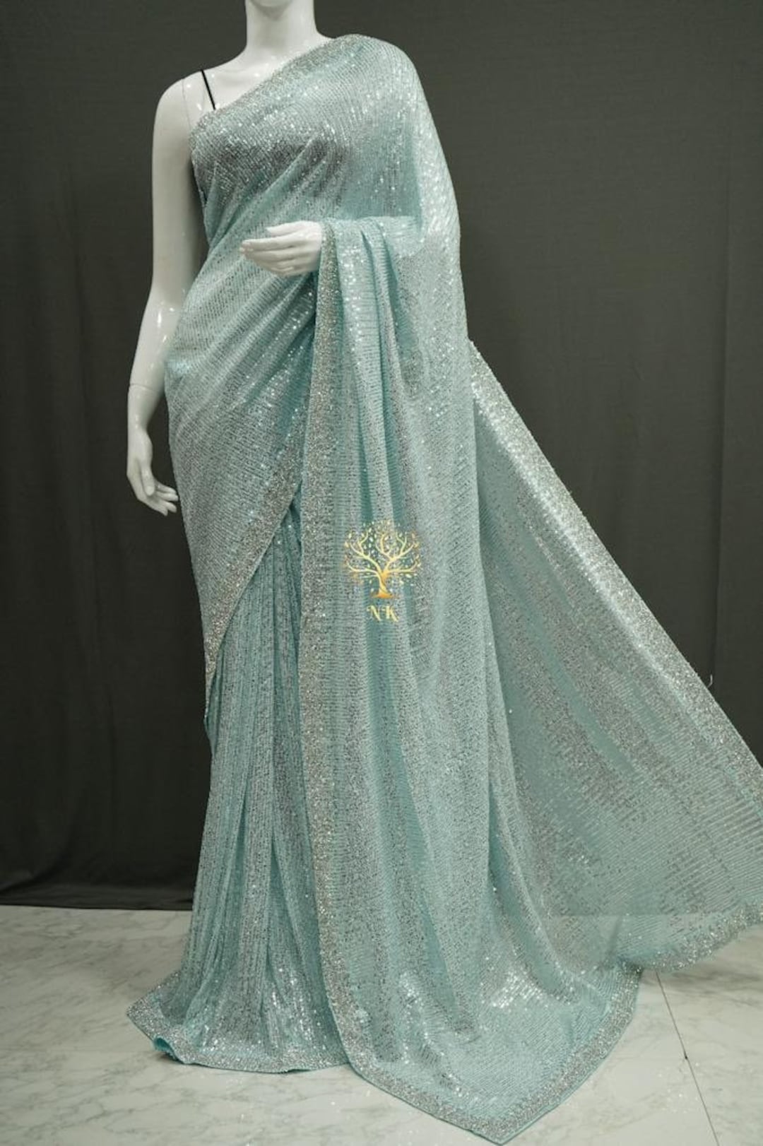 Beautiful Designer Sequence Saree With Diamond Work. - Etsy