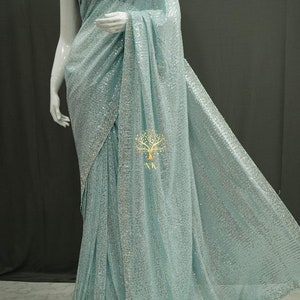 Beautiful Designer Sequence Saree With Diamond Work. - Etsy