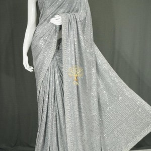 Beautiful Designer Sequence Saree With Diamond Work. - Etsy