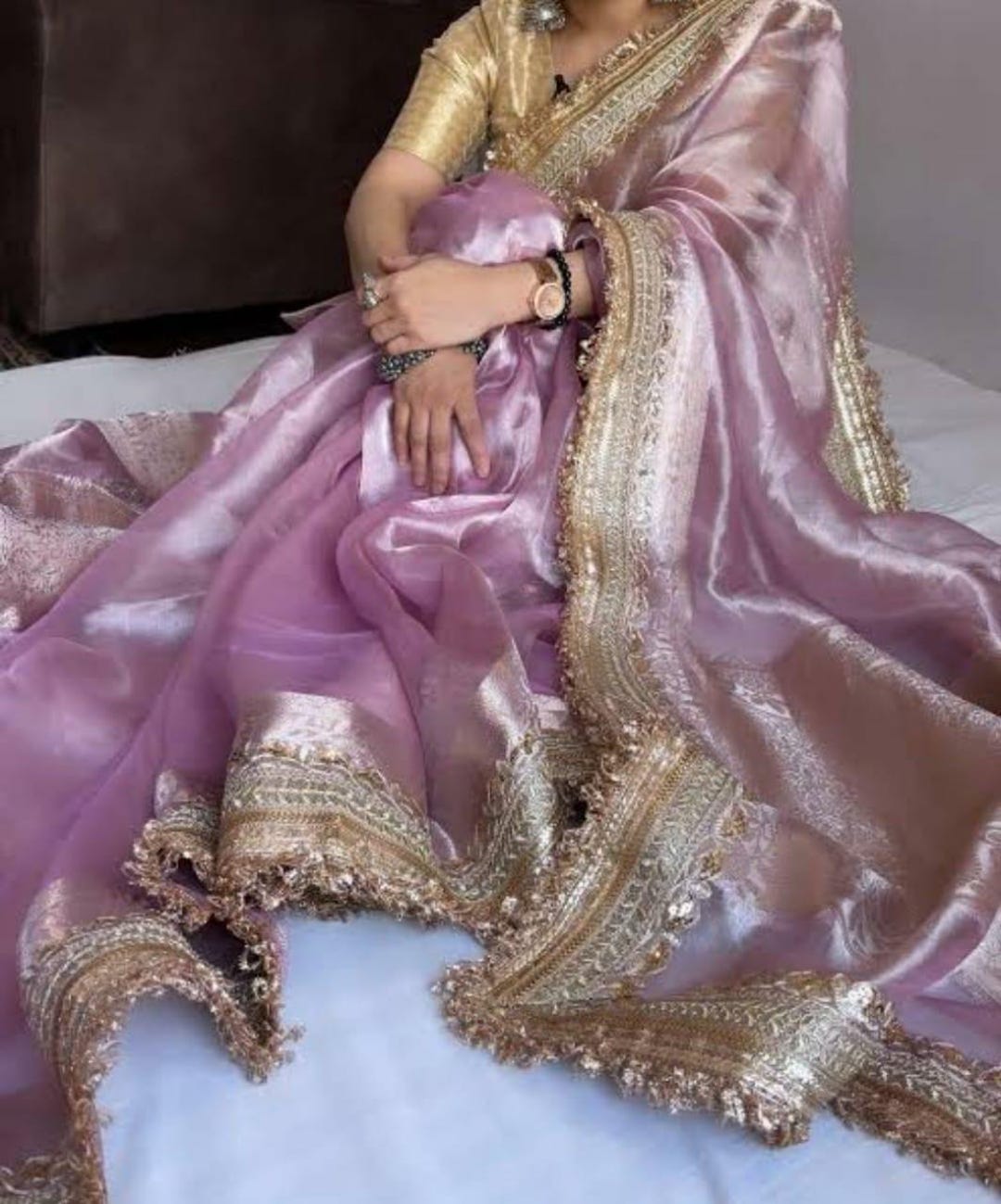 Soft Tissue *maharani* Saree With Heavy Lace Border - Etsy