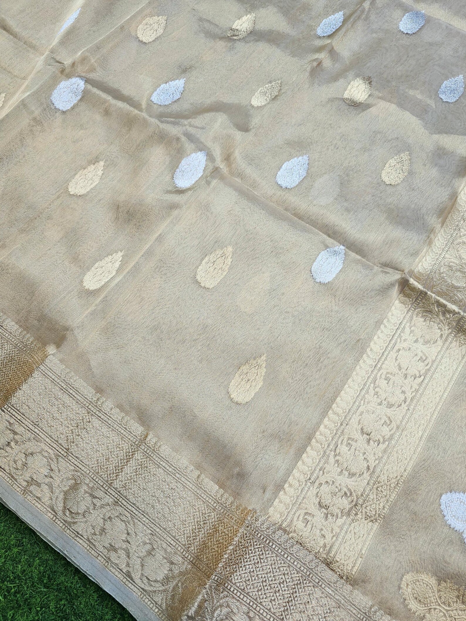 Banarasi Handloom Khaddi Pure Cora Tissue Silk Hand Weaving Kadhwa ...