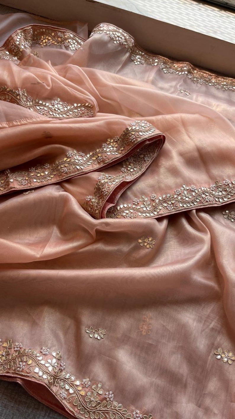 Beautiful Soft Tissue Silk Saree With Gottapatti Zardozi and Pearl Work ...
