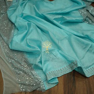Beautiful Designer Sequence Saree With Diamond Work. - Etsy