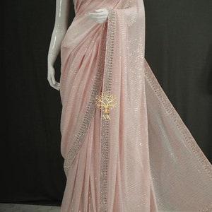 Beautiful Designer Sequence Saree With Diamond Work. - Etsy