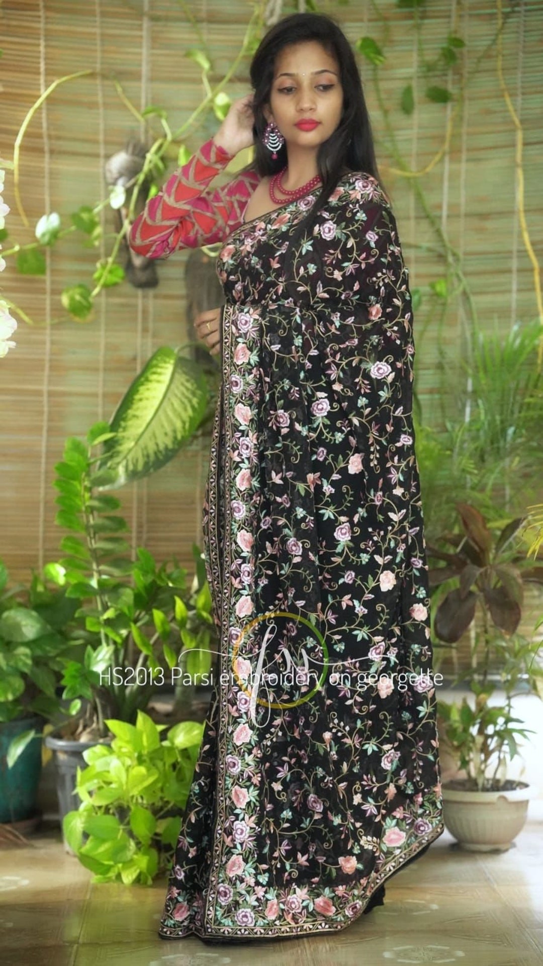Parsi Embroiderybeautiful Parsi Embroidery on Georgette Saree - Etsy