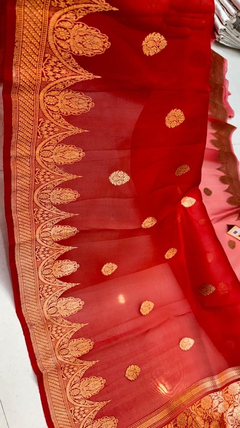 Kora Organza Half N Half Colour Saree Elegant Kora Organza Fabric Half ...