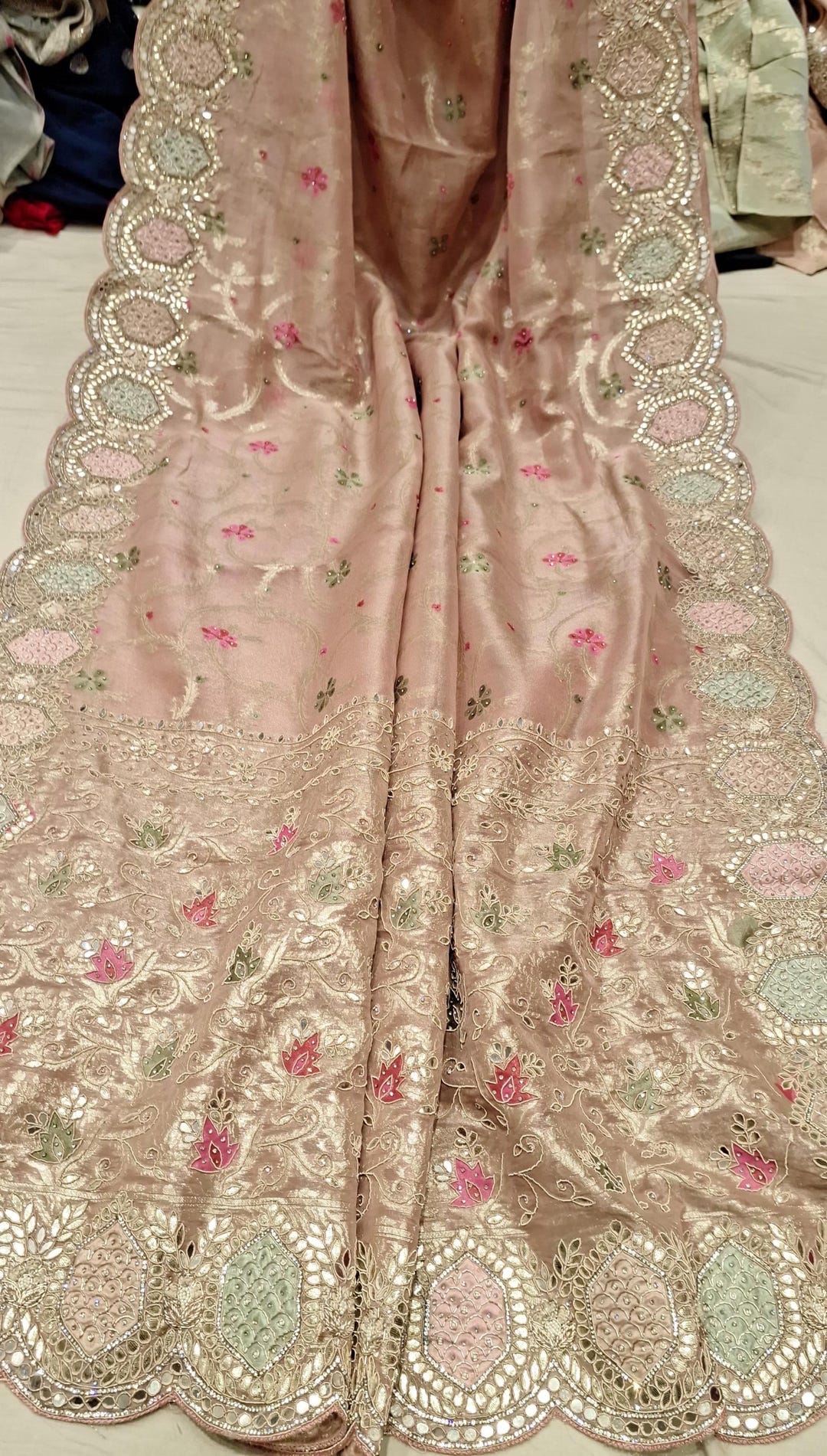 Exclusive Tissue Fabric Saree With Hand Gottapatti and Zardozi Work ...