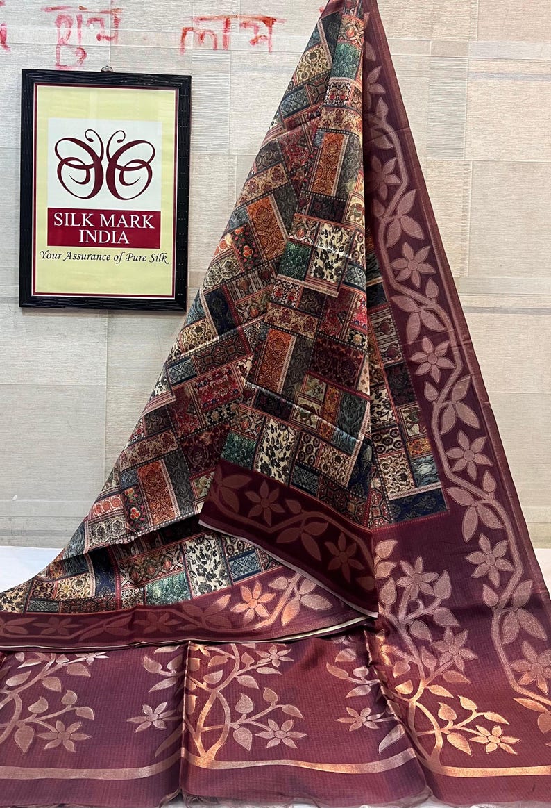 Kanchi Satin Saree With Turning Border - Etsy
