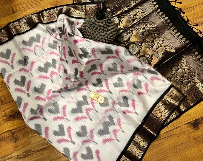 Pure Ikkat Silk Handloom Saree Allover Pochampally Weaving - Etsy