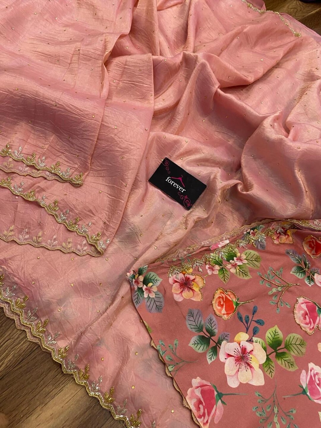 Pure Russet Crush Handwork Saree. - Etsy