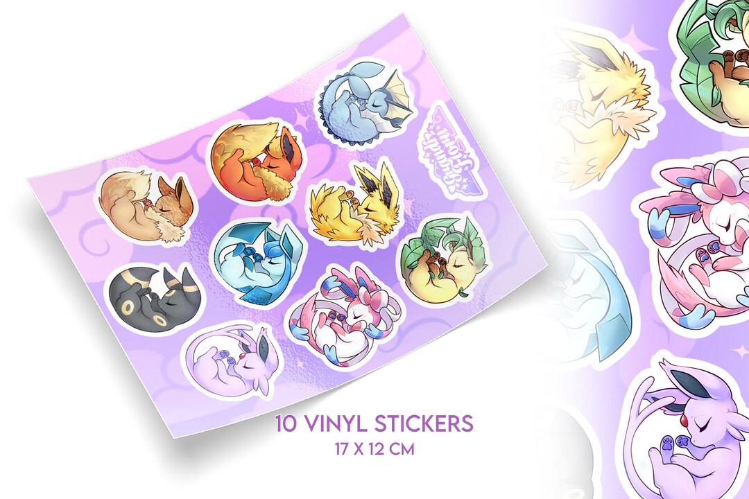 Eeveelution Sticker Sheet 10 Stickers Indoor Vinyl Decal - Etsy