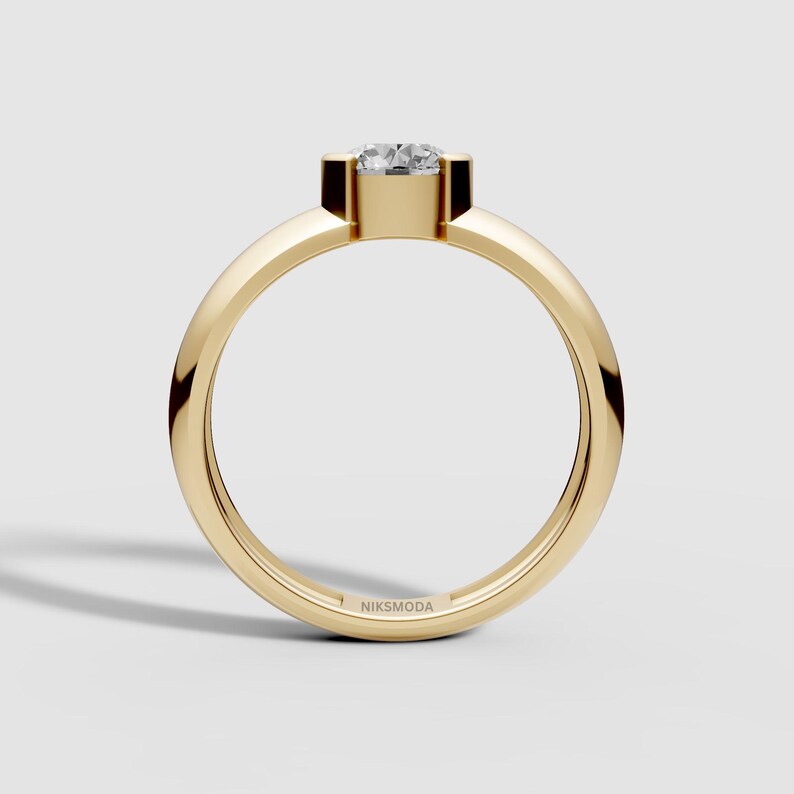 Dua Lipa Inspired Round Cut Lab Grown Diamond Ring / 14K Yellow Gold ...