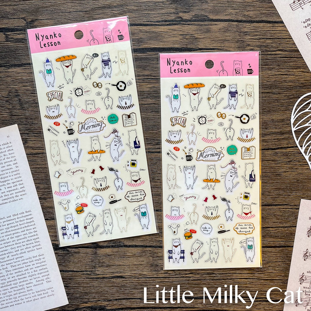 Japan Planner Stickers Funny Cat Sticker Gold Foil Sticker Notebook ...