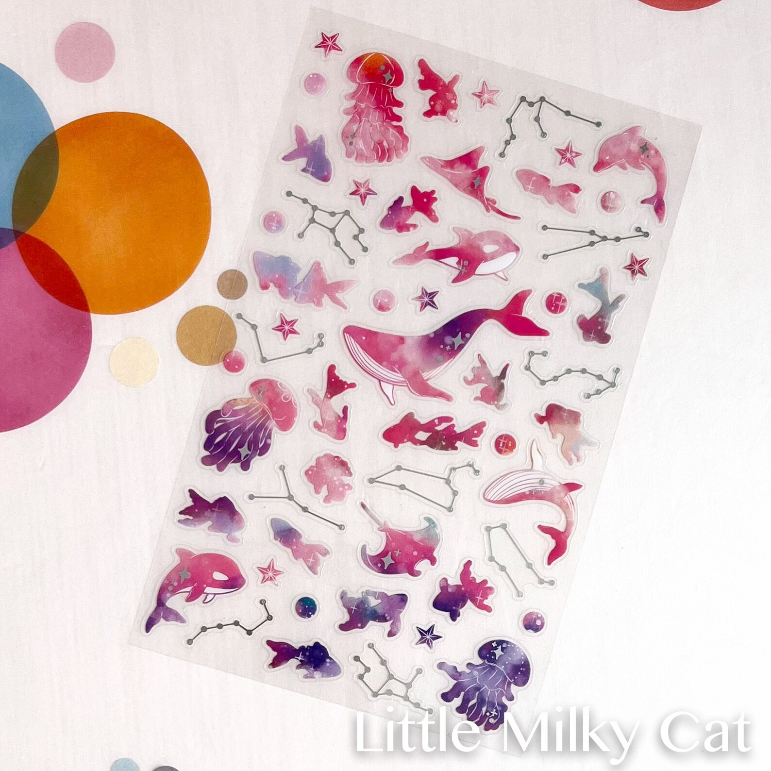 Korea Stickers Starry Night Pink Whale Stickers - Etsy