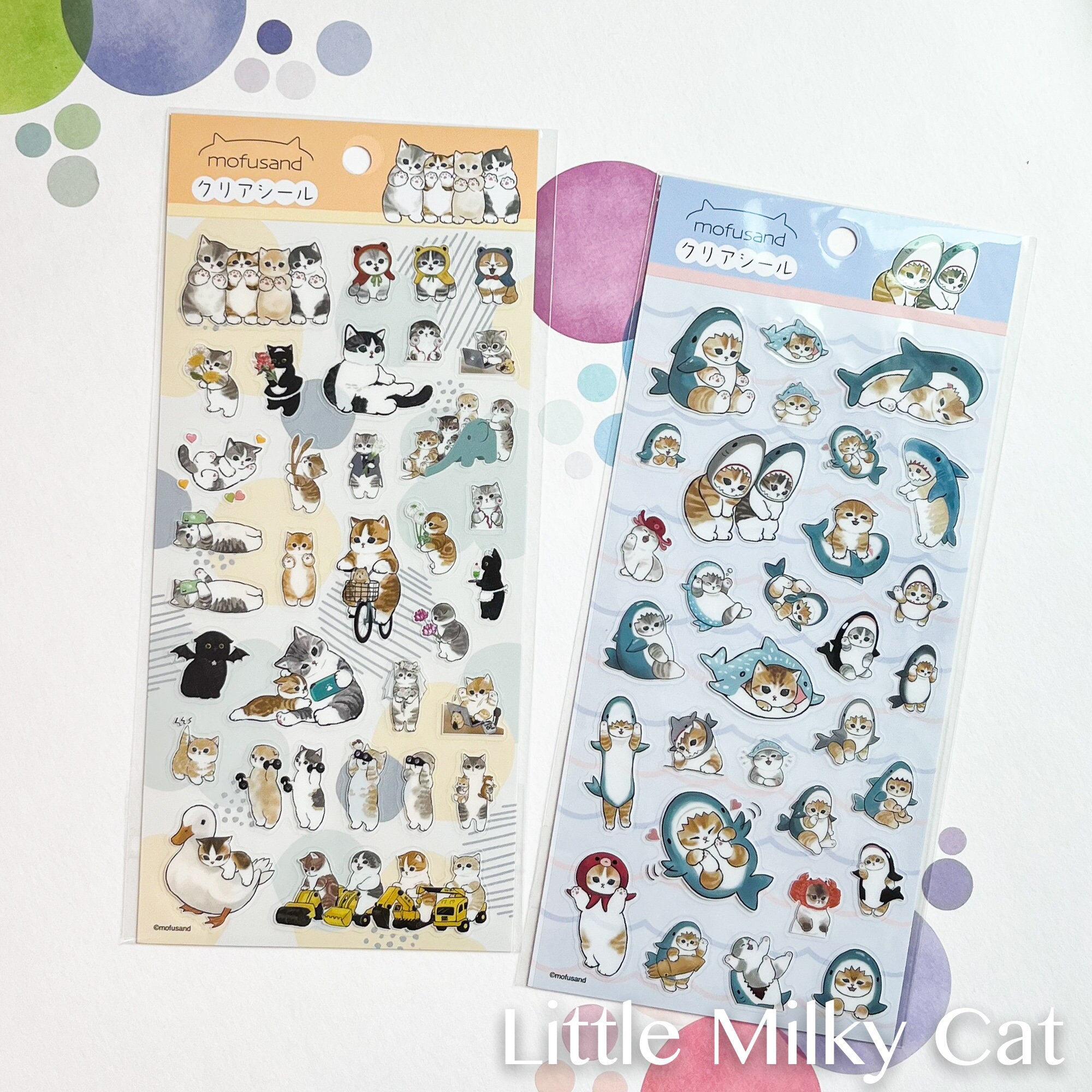 NEW Japanese CUTE Cat With Shark and Friends Sticker Mofusand Vinyl ...