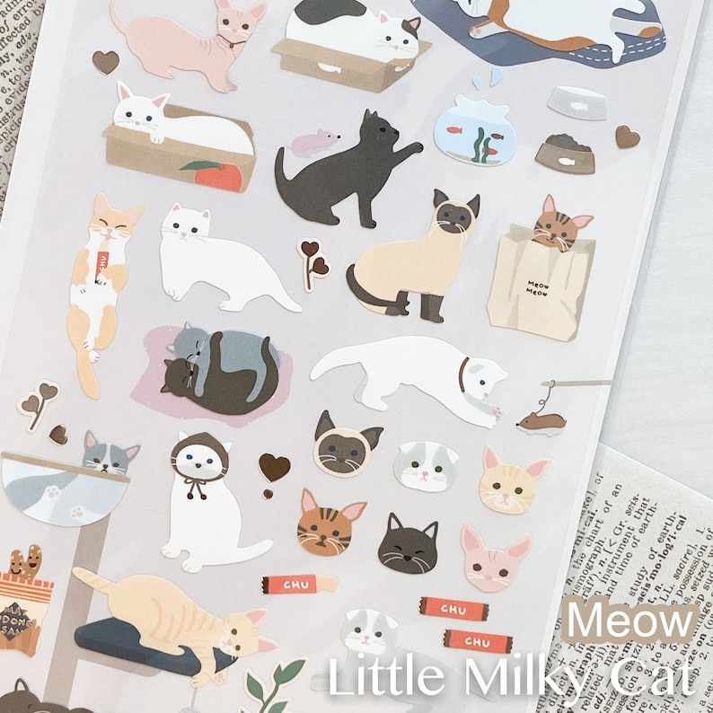 Japanese Kawaii Cat Sticker Bundle MW Seal - Etsy UK