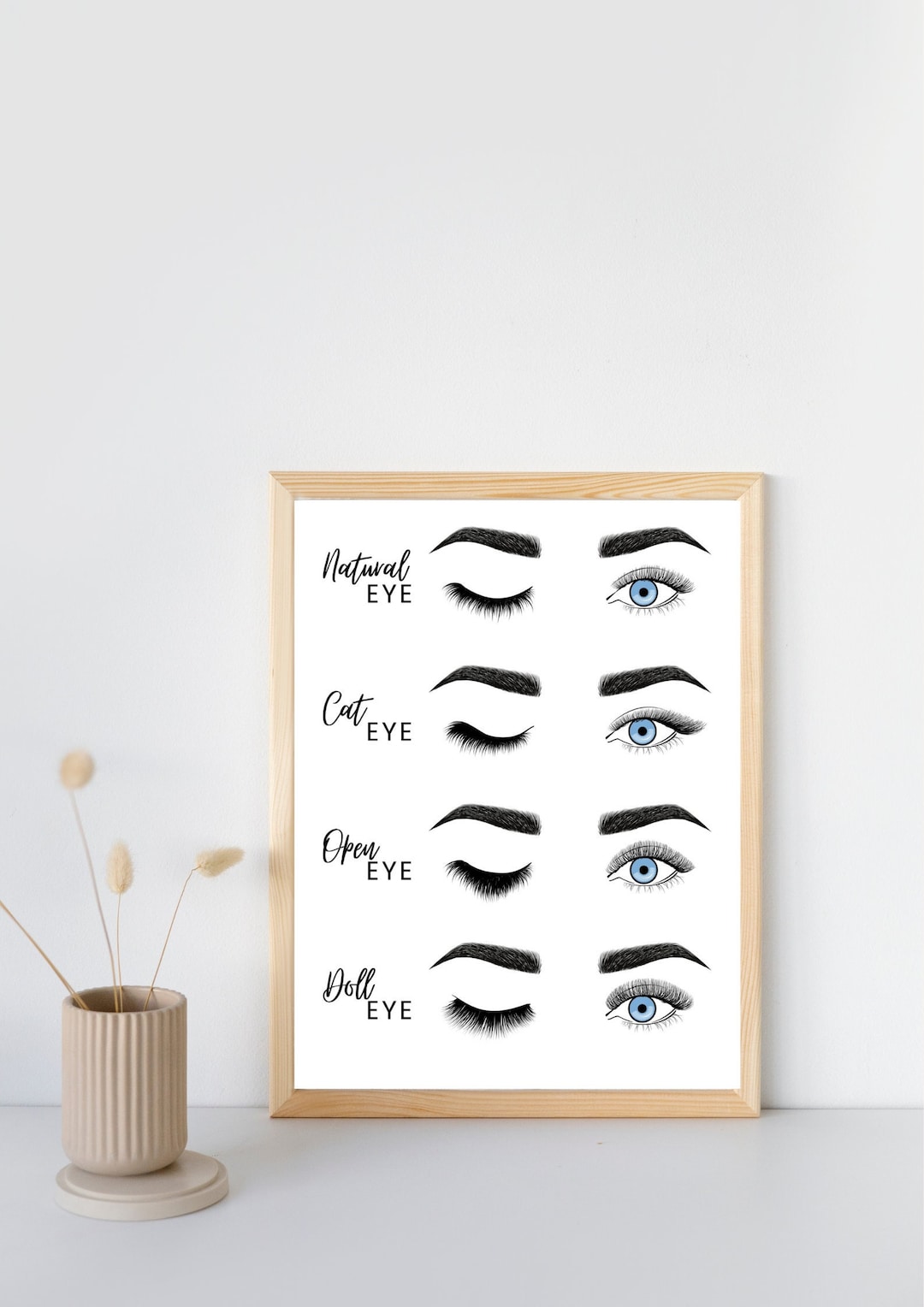 Eyelash Extension Lash Style Chart Digital Art Print - PNG - Printable ...