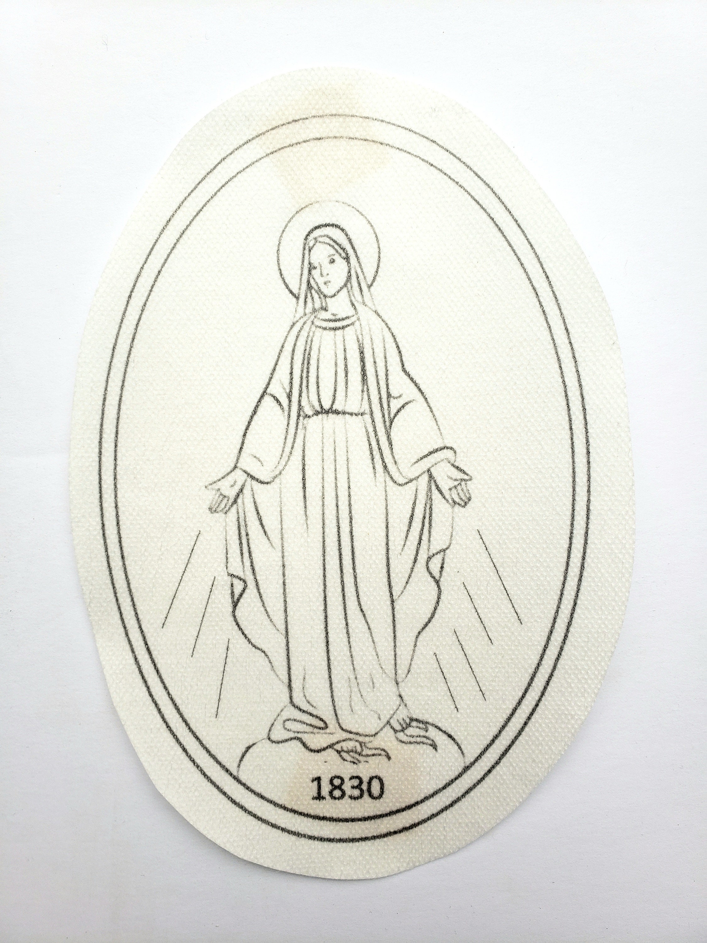 Miraculous Mary Medal Stick & Stitch Pattern, Virgin Mary Embroidery ...