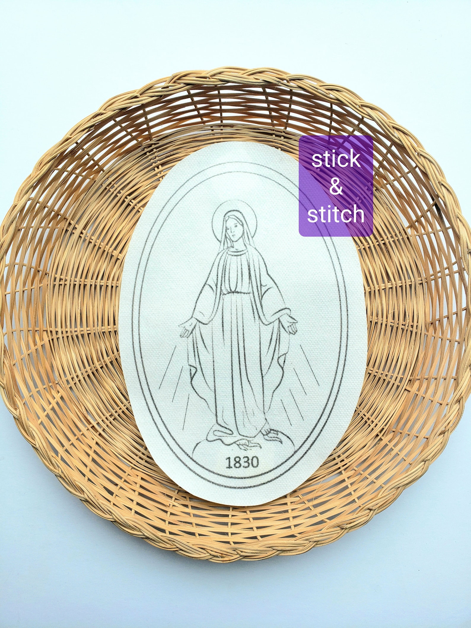 Miraculous Mary Medal Stick & Stitch Pattern, Virgin Mary Embroidery ...