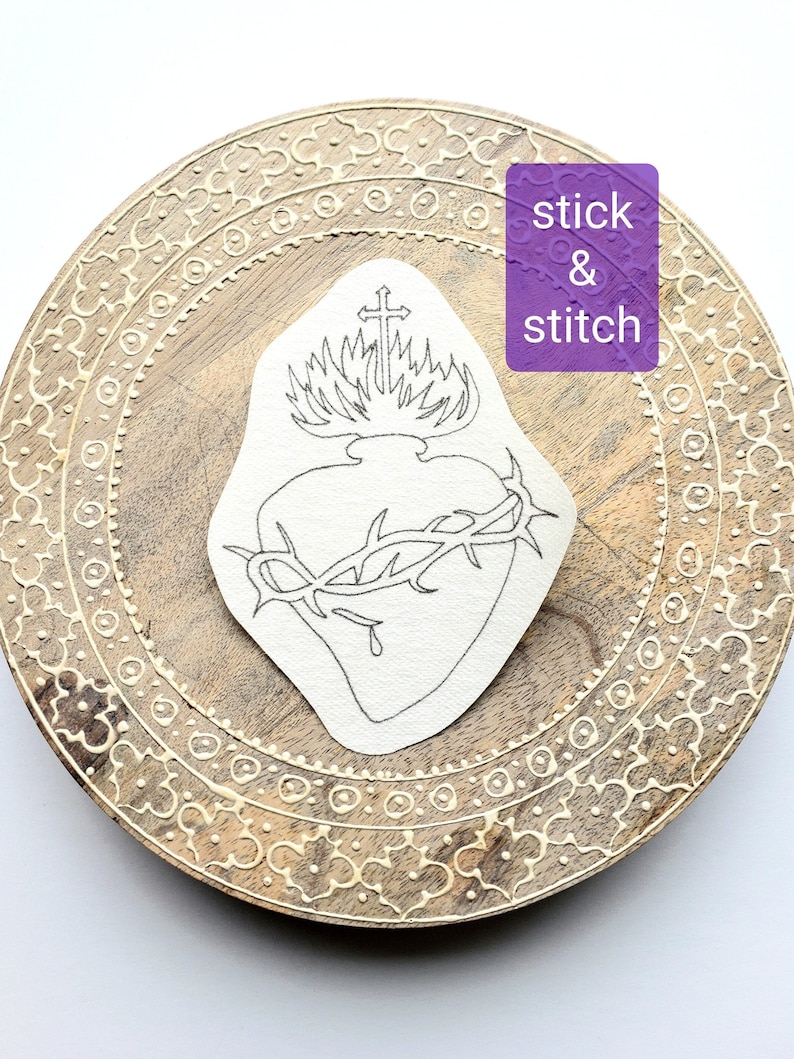 Sacred Heart of Jesus Stick & Stitch Pattern Sacred Heart - Etsy