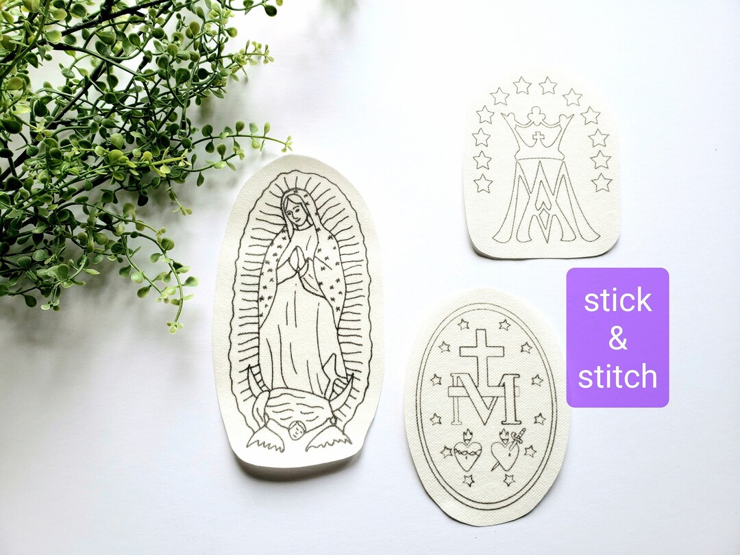 Marian Symbols Stick and Stitch Pack Catholic Embroidery - Etsy