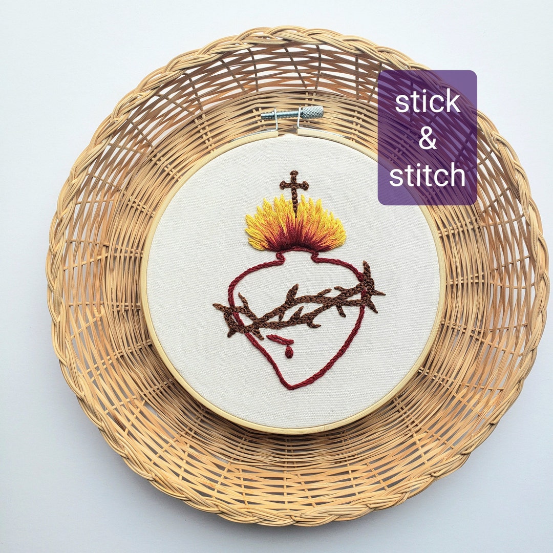Sacred Heart of Jesus Embroidery Pattern: Catholic Stick & Stitch ...