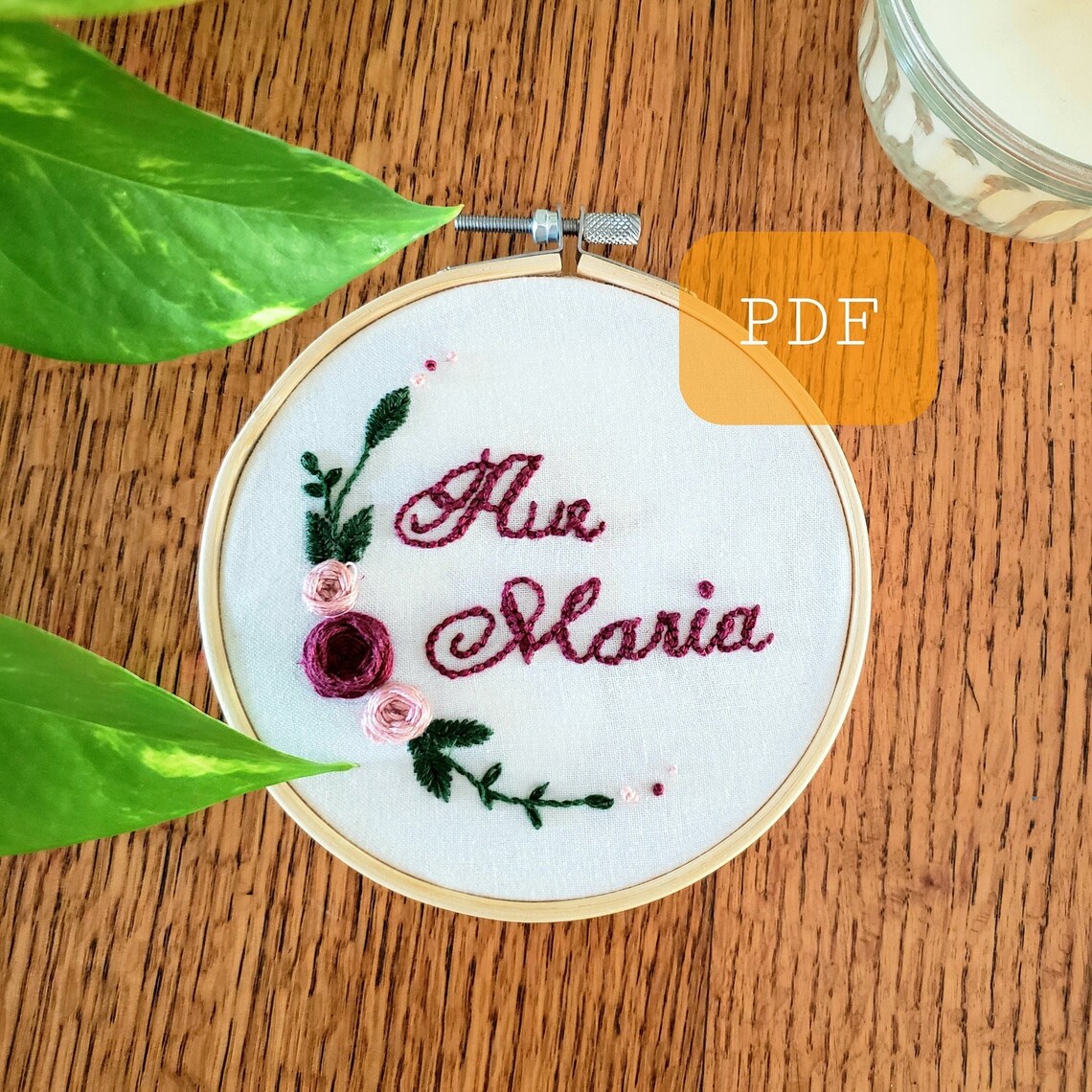 Ave Maria Embroidery Pattern PDF, Catholic Embroidery Design, Ave Maria ...