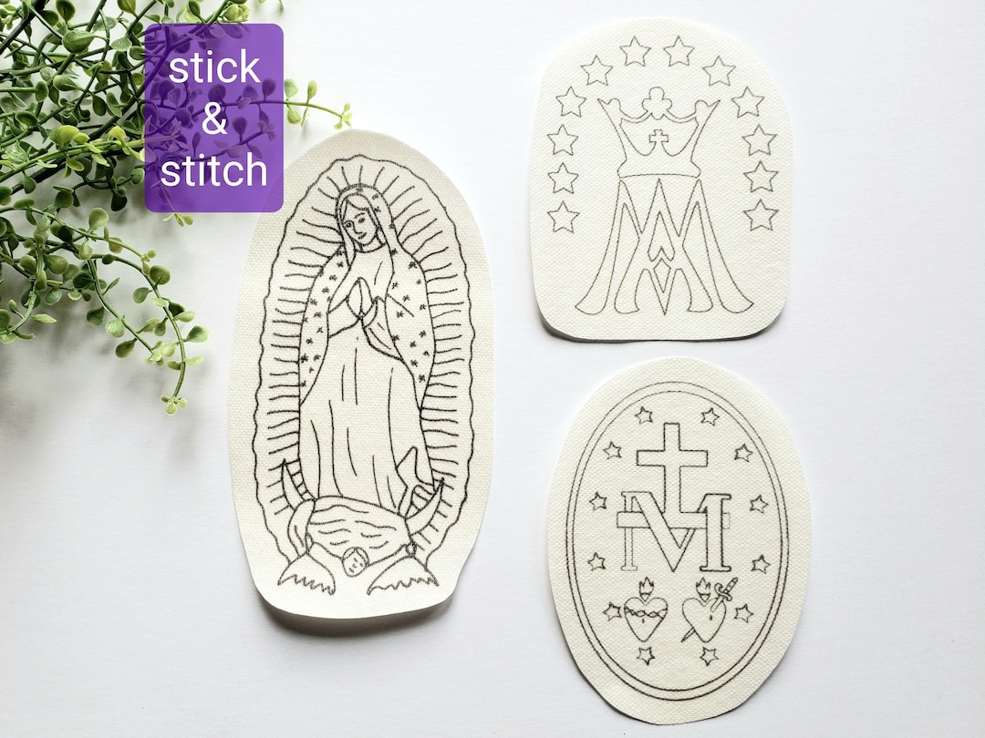 Marian Symbols Stick and Stitch Pack: Catholic Embroidery Designs - Etsy